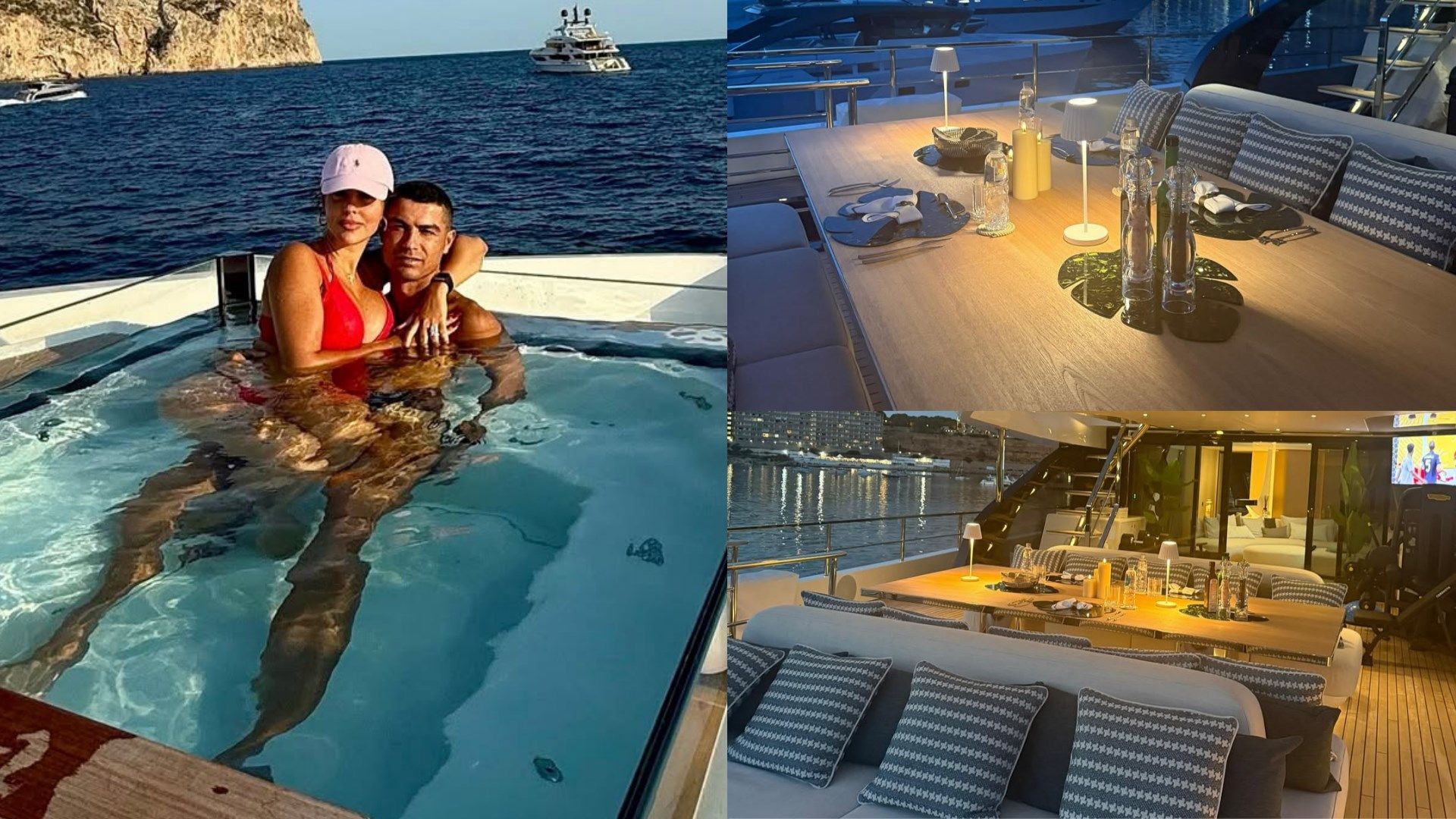 Cristiano Ronaldo relaxes with partner Georgina Rodriguez in hot tub ON BOARD luxury yacht as Al ...